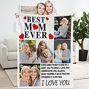 Youltar Mom Gifts Mothers Day Custom Blanket with Photo, Mom Blanket Mothers Day Mom Gifts from Daughter Son Personalized Pictures Blanket Customized Gifts for Mom Grandma Women