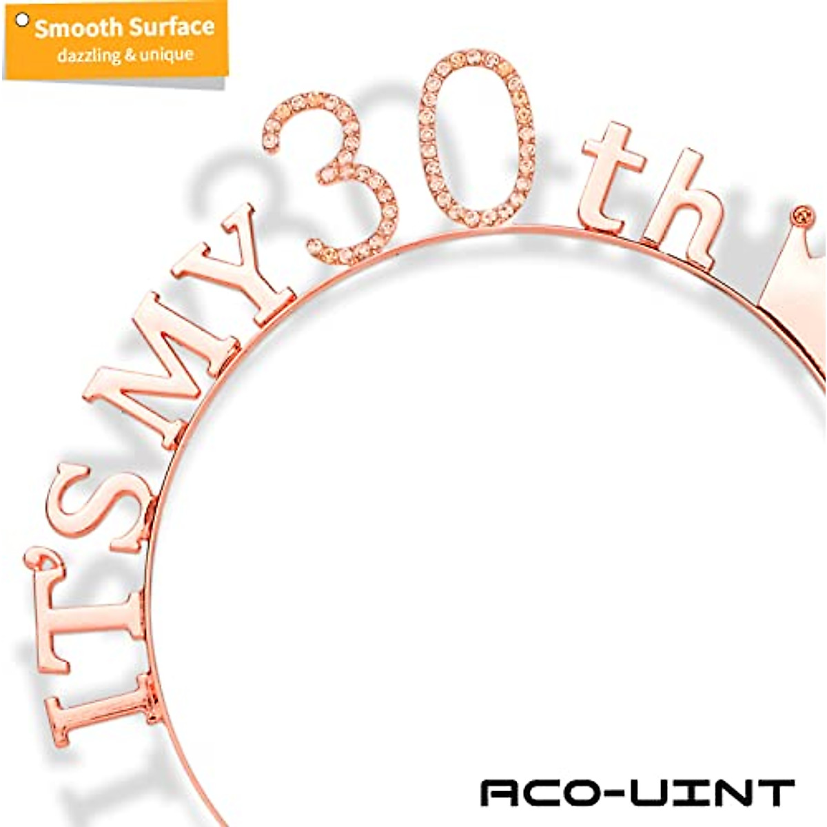 ACO-UINT 30th Birthday Crown for Women, Cute Birthday Sash & Birthday Headband for Women Set, Sweet Birthday Headband 30th Birthday Decorations Birthday Gifts for Women