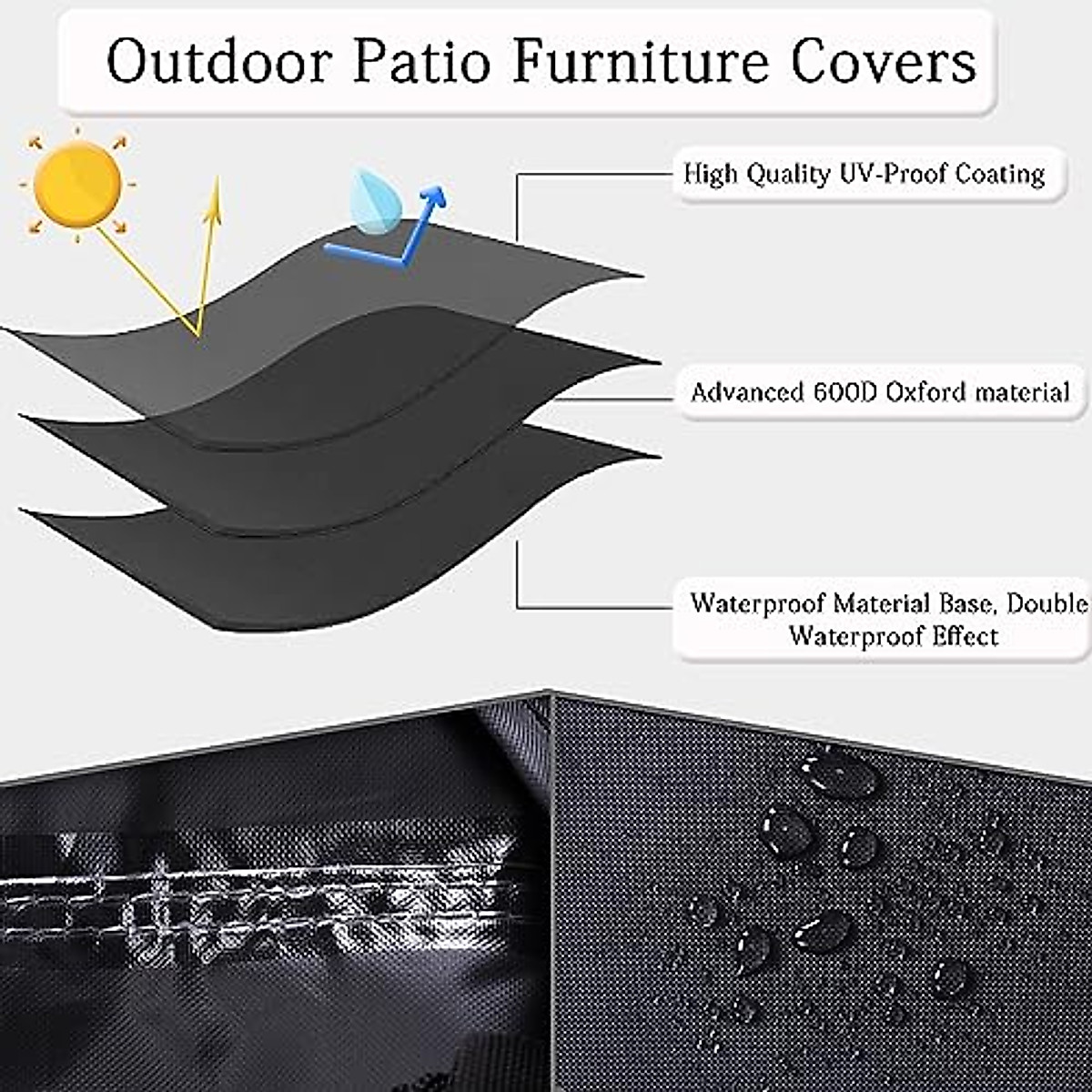 MRJ 600D Fabric Waterproof Outdoor Patio Furniture Covers - Protect Your Garden Furniture with Sun-Resistant 74 x 47 x 28 inch Dimensions
