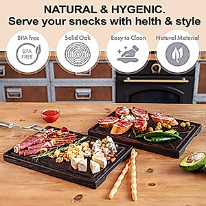 Wooden Steak Board Solid Oak Serving Barbecue Platter Natural Thick Cutting Plate Durable & Quality (Large)