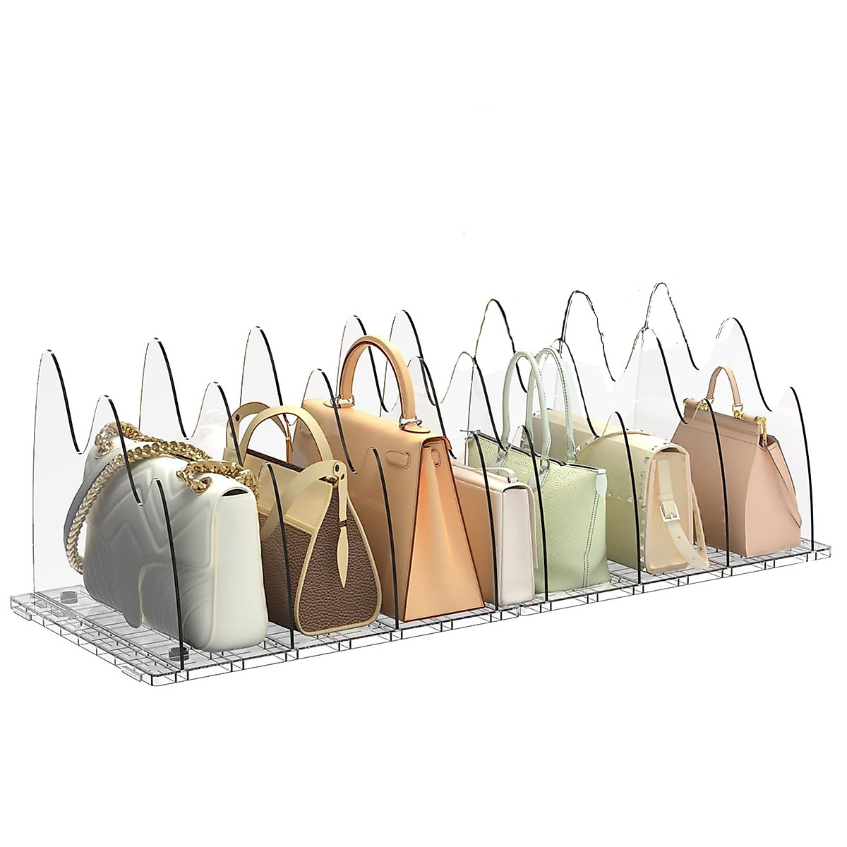 Rzmyencg Shelf Purse Dividers for Closet,8pcs Adjustable Bag Organizer Closet,Acrylic Clear Bookshelf Separator,Handbag Storage Organizer for House, Office Use