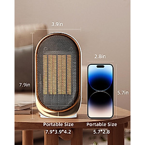 QQT Space Heater,1500W Mini Energy Efficient Space Heaters for Indoor Use,3-Speed Portable Heater Fan for Office with Adjustable,Triple Protection,Suitable for Bedroom, Office and Indoor Use(White)