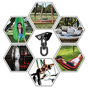 Hammock Hanging Kit,Hanging Chair Hardware 360°Rotating 1200 lb Capacity Hammock Hooks Heavy Duty,Hammock Chair Hanging Kit & Swing Ceiling Hook Snap for Hammock Chair Stand,Seat, Tree,Yoga,Gym(Black)
