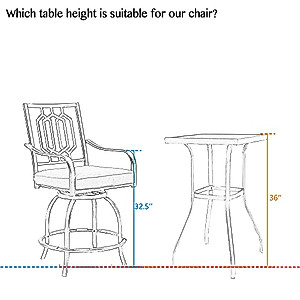 Ulax Furniture Outdoor 2-Piece Counter Height Swivel Bar Stools High Patio Dining Chair Set (Navy)