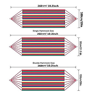 E KAINI Outdoor Garden Camping Hammock,Portable Hammock for Patio Yard Garden Backyard Porch Travel (260x150cm/Red)