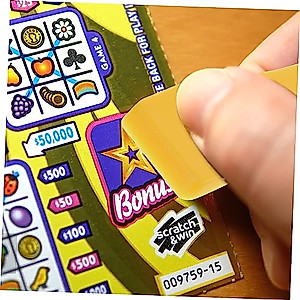 KONTONTY 50 Pcs Scraper Ticket Scratcher Tools Scraper for Pottery Tickets Scraper Tool for Ticket Scratcher Key Ring Scratching Tools Handy Scraper Yellow Plastic