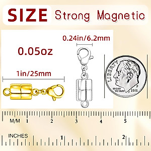 MKCYD Magnetic Necklace Clasps with Lobster Clasp,14K Gold and Silver Magnetic Jewelry Clasps for Necklaces Extender Magnetic Clasp Bracelet Closures