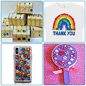 YIQIHAI 360pcs Craft Gems Jewels Acrylic Flatback Rhinestones Gemstone for Arts and Crafts Jewels, 10-15mm，9 Shapes with Tweezers and Storage Box