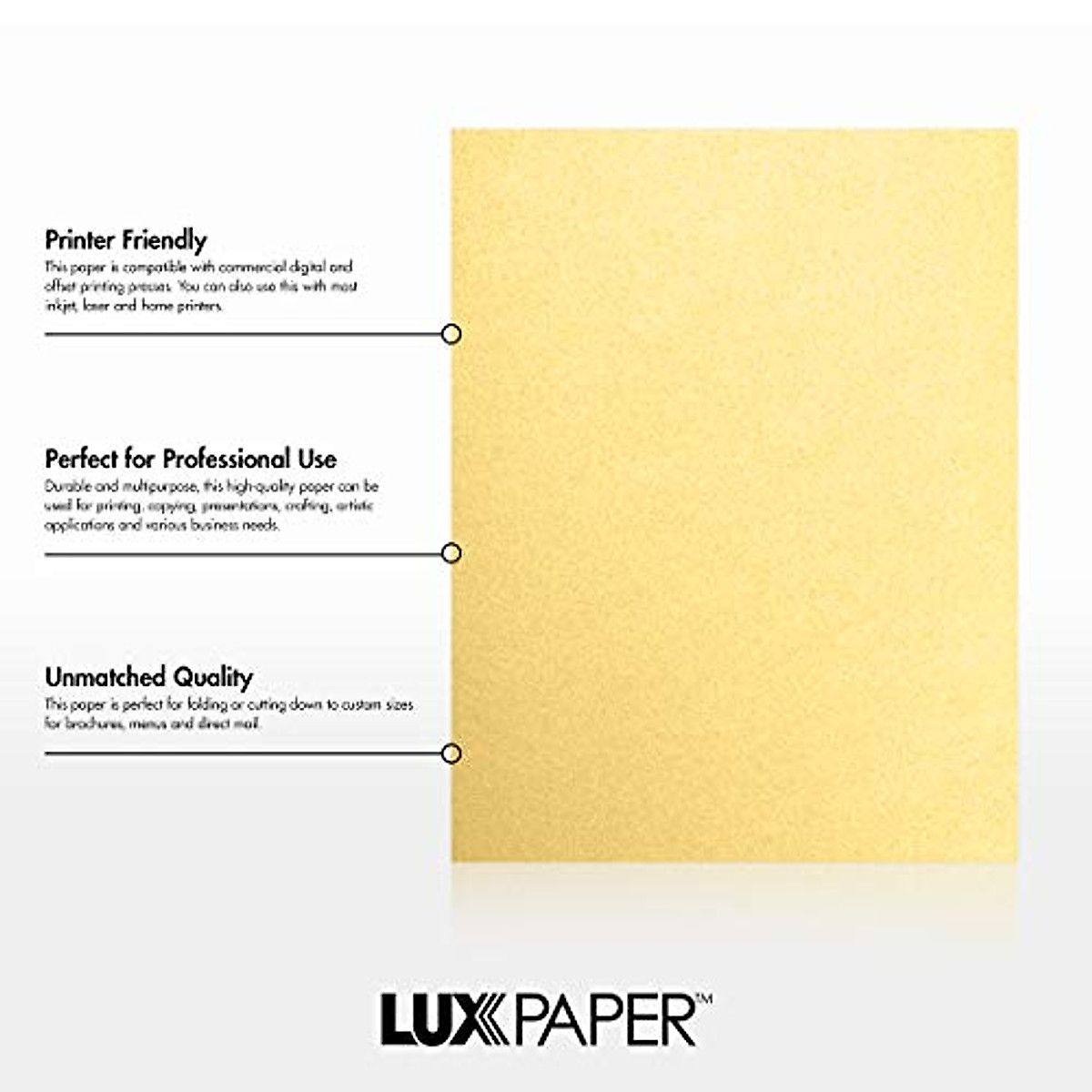 LUXPaper 8.5” x 11” Paper for Crafts and Printing in 80lb. Gold Metallic, Scrapbook and Office Supplies, 50 Pack (Gold)
