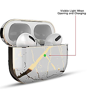 GOLINK Chrome Case for Airpods Pro, 360° Protective Stylish Marble Design for Airpods Pro Charging Case(White Marble)