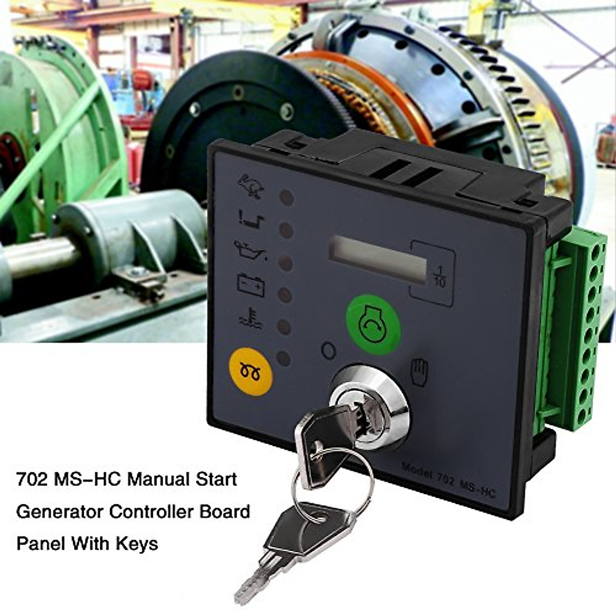 Generator Controller Board Panel With Keys 702 MS-HC Manual Start Engine Monitoring Low Oil Pressure High Engine Temperature