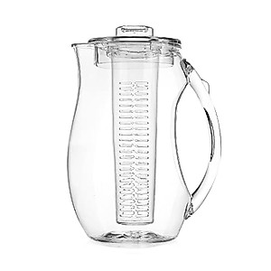 Water Infuser Pitcher – Fruit Infuser Water Pitcher By Home Essentials & Beyond – Shatterproof Acrylic Pitcher – Elegant Durable Design – Ideal for Iced Tea, Fruit Infused Water and Juice (93 oz)