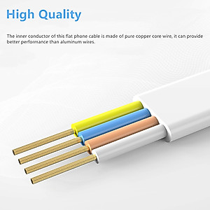 Short Phone Cord, 2 Pack 3 inch RJ11 6P4C Male to Male Telephone Landline Extension Cable Line Wire Connector for Landline Telephone, Modem, Fax Machine, White