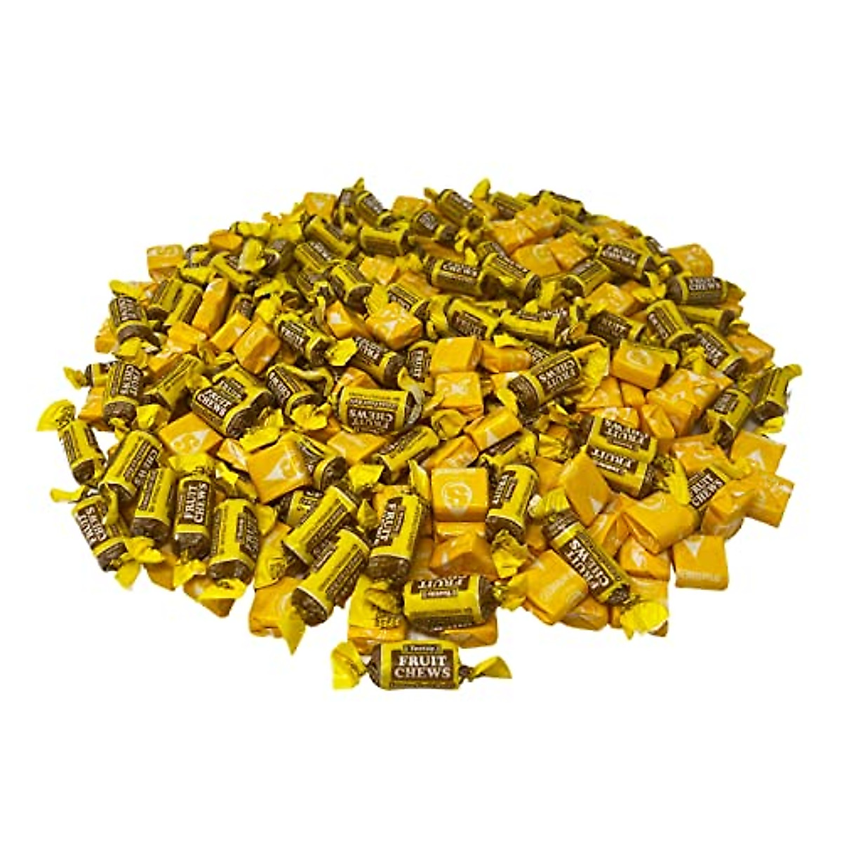 Chewy Lemon Candy Taffies - 3 lbs - Lemon Starburst and Tootsie Fruit Chews Soft Taffy Candies - Yellow Fun Sized Fruity Lemon Chew Assortment - Individually Wrapped, 48 oz.