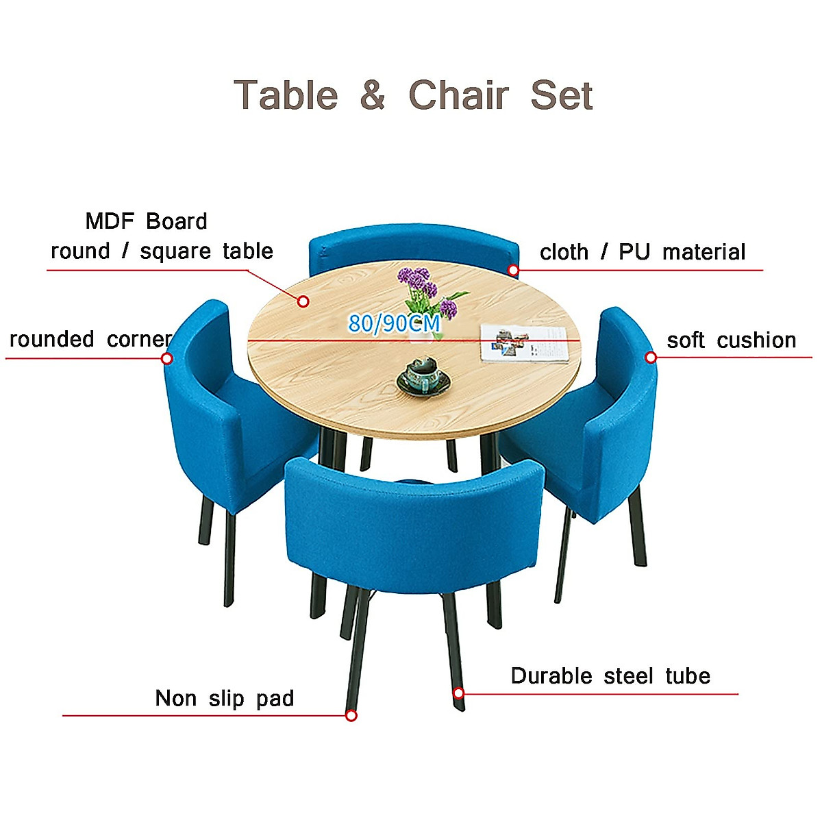 LSRY Home Dining Table, Conference Table, Modern Meeting Table, Reception Table, Round Training Seminar Table, Boardroom Desk, Compact Coffee Sofa Seat Office Lounge, Children Table for Crafts (Color