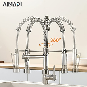 AIMADI Kitchen Faucet with Pull Down Sprayer,Commercial Single Handle High Arc Stainless Steel Brushed Nickel Kitchen Sink Faucet