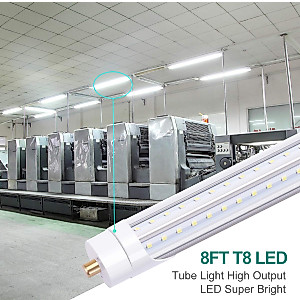 TRLIFE 65W 8FT LED Bulbs 6000K, T8 8FT V Shape LED Tube Light FA8 LED Light Bulbs with Clear Cover(150W Fluorescent Bulbs Replacement), Dual Row LED Chips, 7800Lm, Dual-Ended Power(25 Pack)