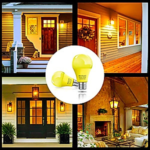 MASSLAX 4 Pack Amber Yellow LED Bug Light Bulbs Outdoor,Dimmable 9W Replace to 100W Bug Lights, E26 Base LED Bug Lights for Outside Porch Light, Decorative Lighting Bulbs, Bedroom Night Light Bulb
