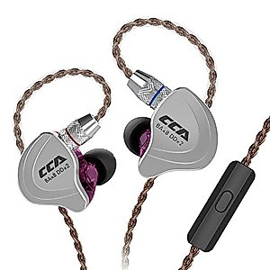 CCA C10 in-Ear Headphone, in-Ear Monitor,HiFi 1DD 4BA Hybrid Five Drivers in-Ear Earphone,Zinc Alloy Shell+Resin Cavity Wired Earbuds with 0.75mm 2Pin Gold Plated Detachable Cable (with Mic, Purple)