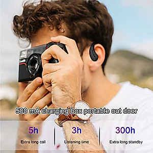 Lightweight Bluetooth Headphones Wireless Earbuds with Wireless Charging Case with Earhooks Headset Built-in Mic for Sport Clear Calls Work Music