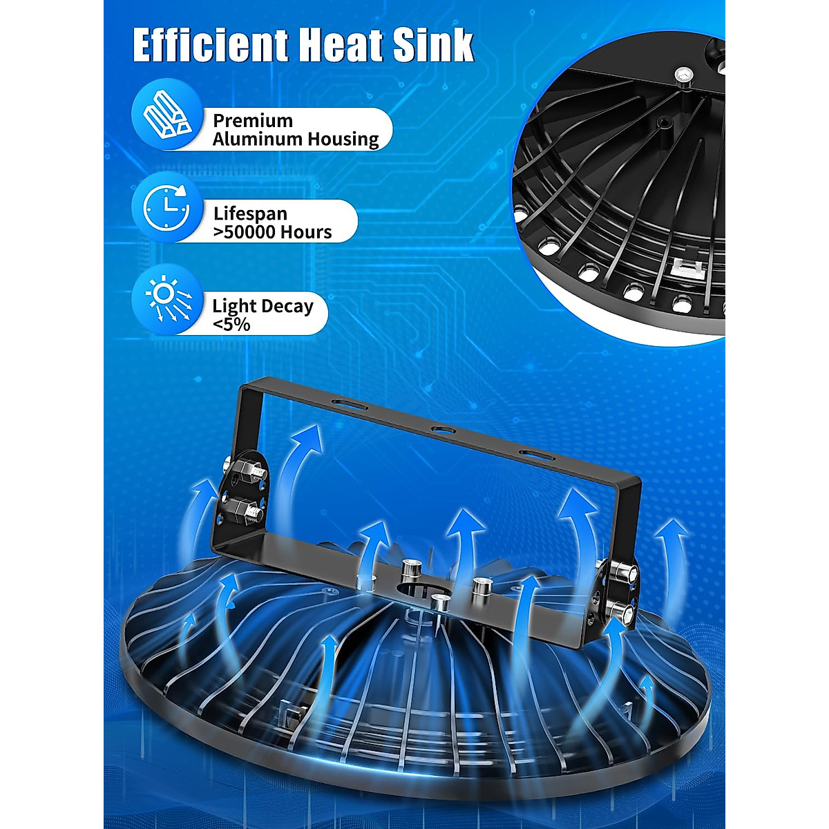 UFO LED High Bay Lights 200W 5 Packs,Super Bright 20000LM High Bay LED Shop Lights,6500K Daylight High Bay LED Lights,Waterproof High Bay Lighting,LED High Bay Light for Factory Warehouse Workshop