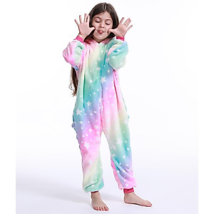 Zorxu Girls Unicorn Onesie Pajamas Animal Costume Halloween Cosplay Unisex Xmas Gifts for Kids