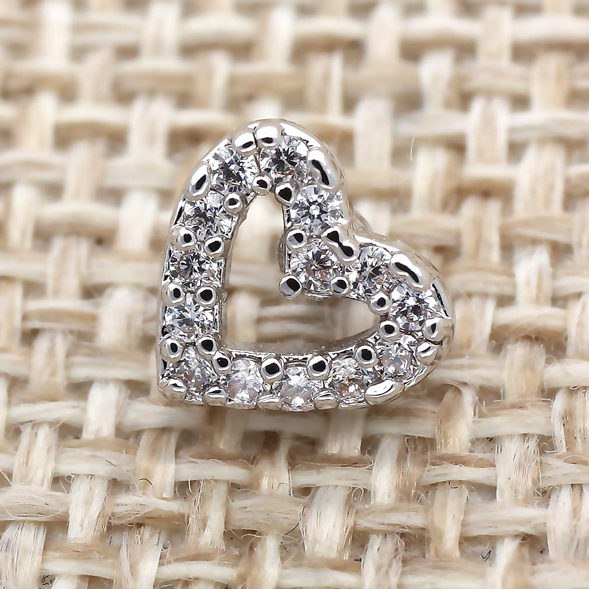 Excepro 1PCS Dermal Anchor G23 Titanium White Shiny Heart Shaped CZ Body Jewelry Anchor Dermal Tops