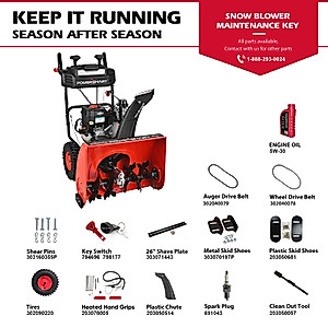 PowerSmart 26 Inch Snow Blower Gas Powered, 2-Stage 208cc B&S Engine with Electric Start, Led Light, Hand Warmer, Self Propelled BS26
