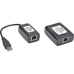 TRIPP LITE B203-101-PNP 1-Port USB 2.0 over Cat5 Cat6 Extender Hub Transmitter and Receiver,Black