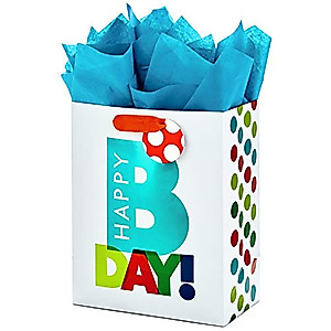 Hallmark 9" Medium Gift Bag with Tissue Paper for Birthdays (Happy Bday)
