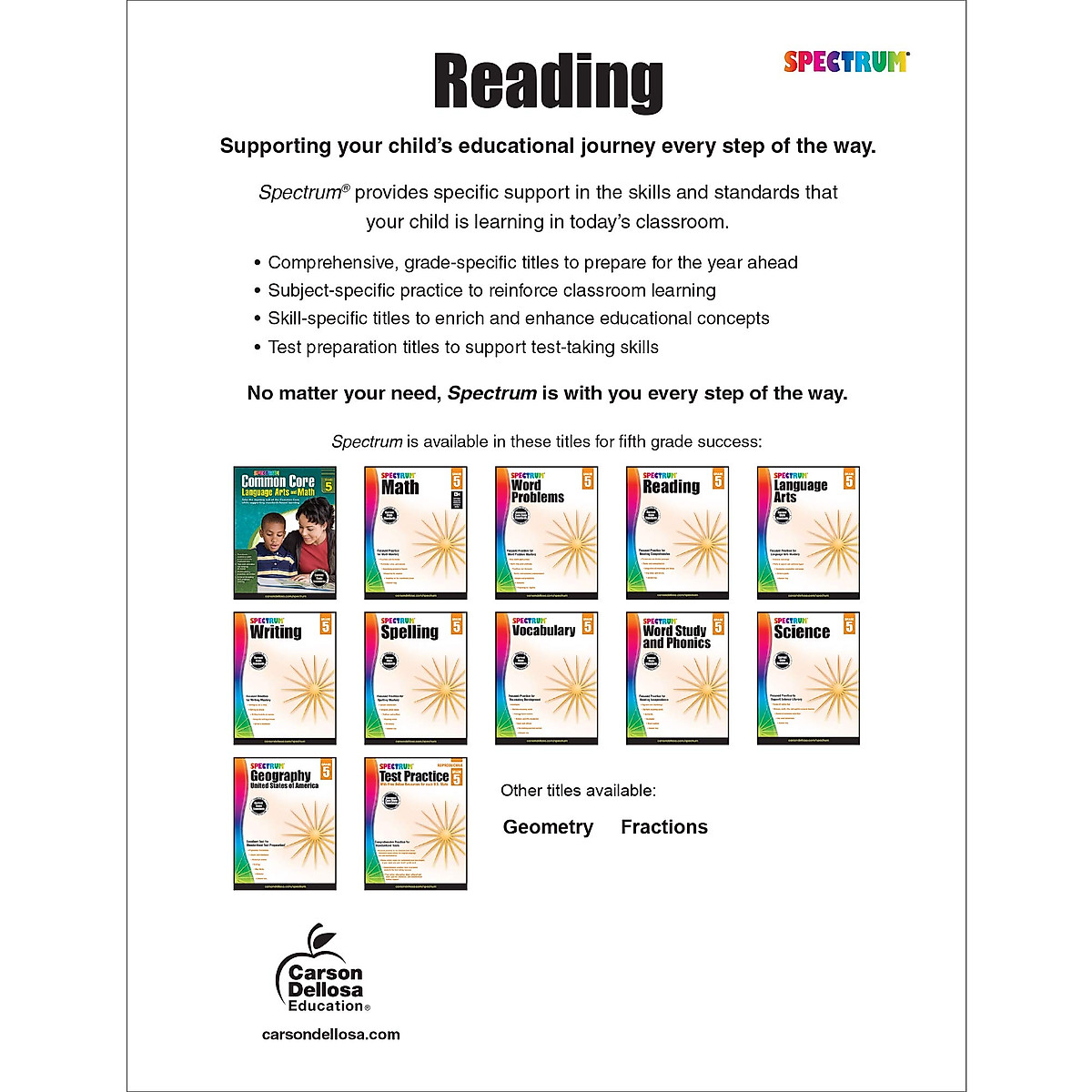 Spectrum Reading Comprehension Grade 5 Workbooks, Ages 10 to 11, 5th Grade Reading Comprehension, Nonfiction and Fiction Passages, Summarizing Stories and Identifying Themes - 174 Pages (Volume 24)