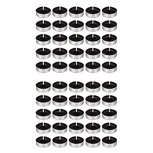 Mega Candles 50 pcs Unscented Black Tea Lights Candle, Pressed Wax Candles 3.5 Hour Burn Time, for Home Décor, Wedding Receptions, Baby Showers, Birthdays, Celebrations, Party Favors & More