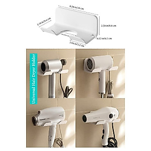 SUPTEC Universal Hair Dryer Holder, Self Adhesive Wall Mount Stand for Most Brand/Size Hair Blow Dryer Hair Dryer Organizer Rack with Plug&Wire Hook for Bathroom…