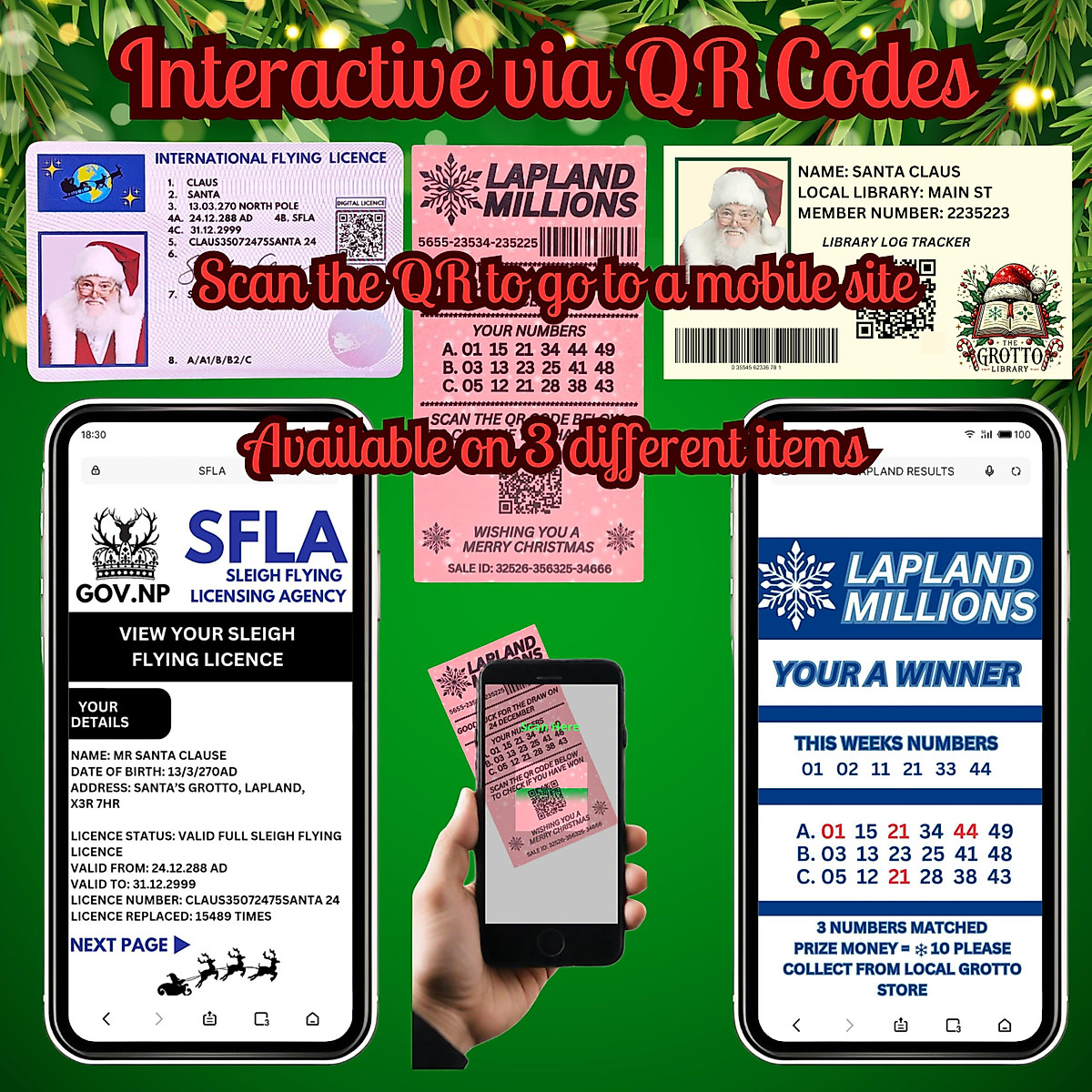 Santa's Lost Wallet Evidence Kit – Magical Christmas Eve Set with Bank Card, Sleigh Flying License, North Pole Money, Loyalty Cards, Receipts & Many More Fun Surprises