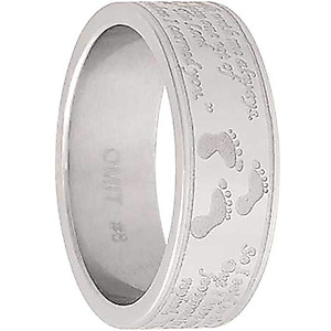 J127 - CTR RING Stainless Steel "Footprints" Full Poem (7.5)
