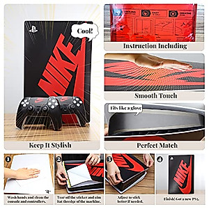 PS5 Skin Disk Edition Console and Controller, PS5 Stickers Vinyl Decals for Playstation 5 Console and Controllers, Disk Edition - Black Shoebox