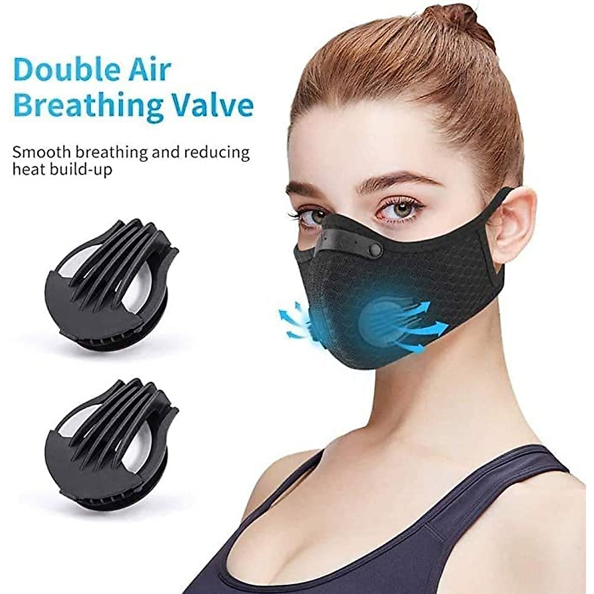 JPOSolar 2 Pack Dust_mask Reusable Respirators Unisex Mouth_mask Adjustable for Allergies Woodworking,Cycling, Running,Outdoor Sports, Black
