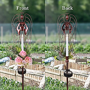 Yourongmao Outdoor Solar Garden Lights,Solar Angel Lights with Flower,Garden Decorative Solar Lights for Yard Patio,Garden Solar Lights Outdoor Decor