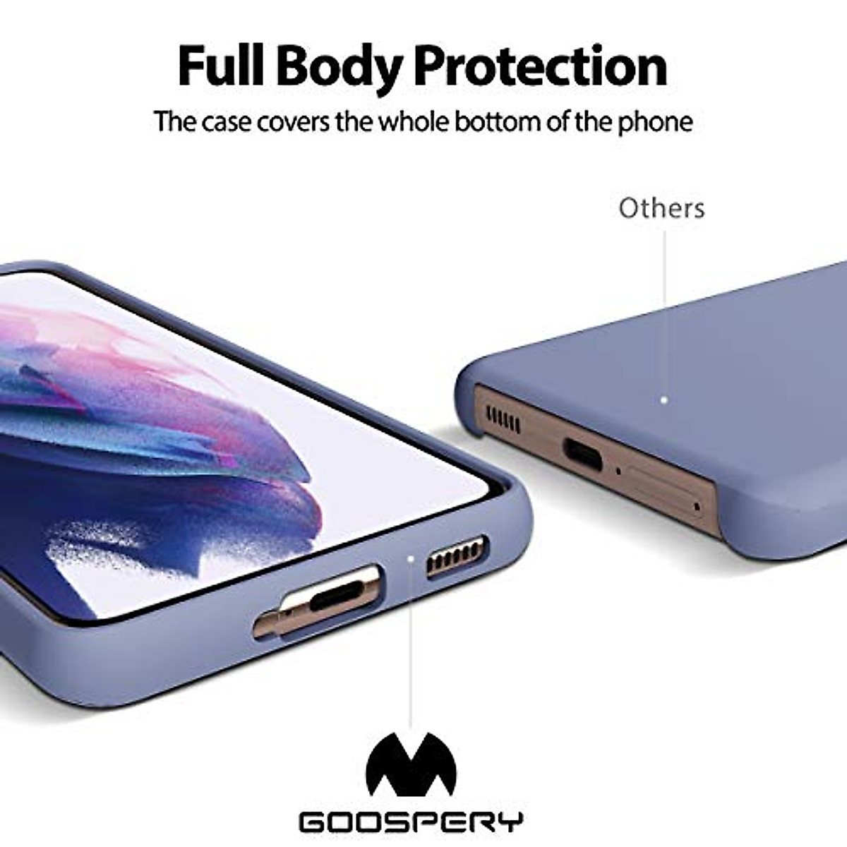 GOOSPERY Liquid Silicone Case for Galaxy S21 Case(6.2 inches) Silky-Soft Touch Full Body Protection Shockproof Cover Case with Soft Microfiber Lining - Lavender Grey