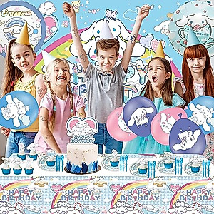Kawaii Birthday Party Decorations Include Banner, Balloon, Tablecloth, Plates, Tattoo Sticker, Backdrop for Kawaii Birthday Party Supplies
