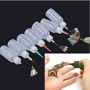 2Pcs Jagua Henna Temporary Tattoo Kit Applicator Bottles with 16 Tips Needles for Henna Tattoo Cone Tattoo Bottle Kits - Qty 2 & 16 Tips