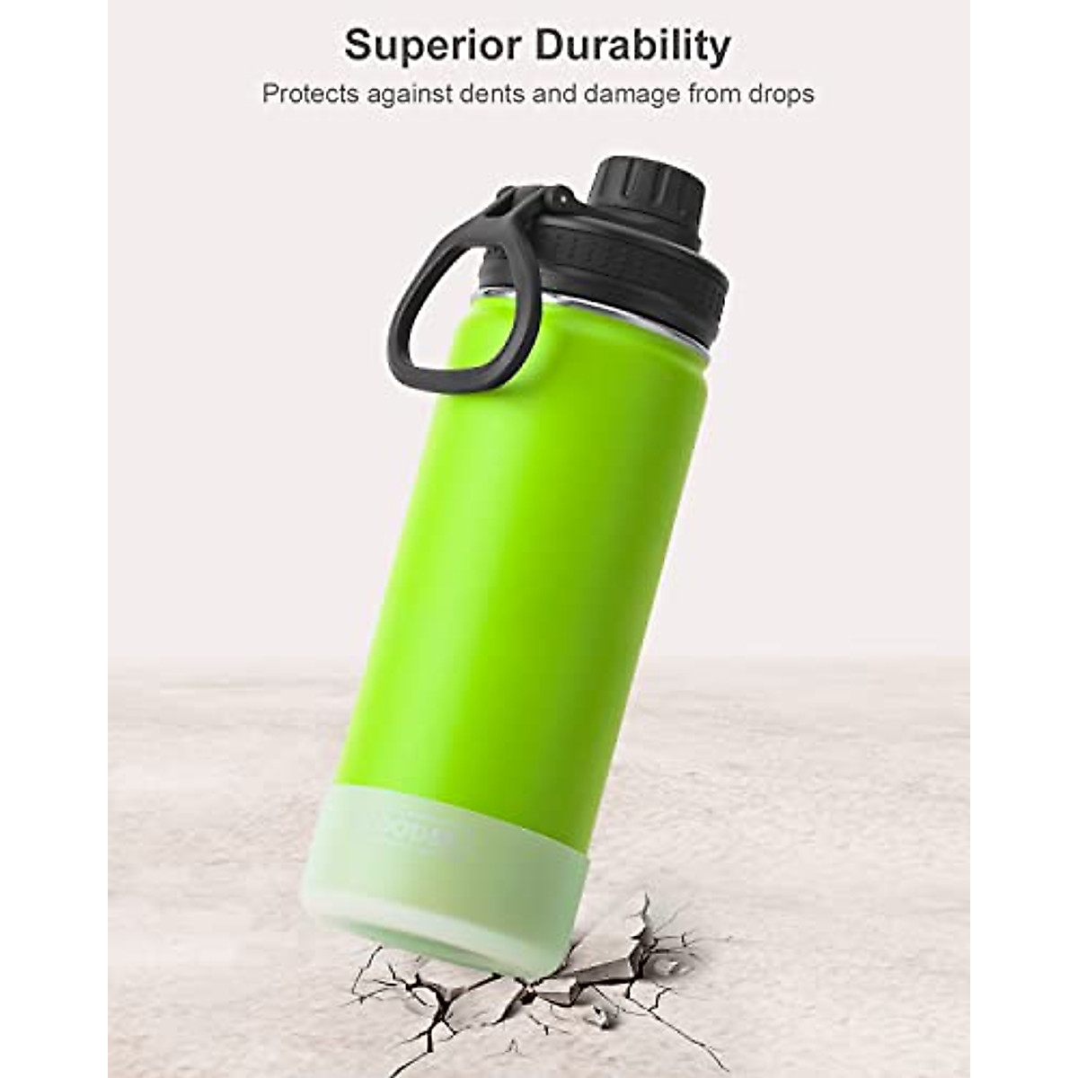 koodee Insulated Water Bottle 2 Pack-18 oz Stainless Steel Vacuum Metal Sports Water Bottle with Leakproof Spout Lid (Apple Green-Purple)