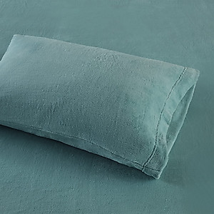 Sleep Philosophy True North Soloft Plush Bed Sheet Set, Wrinkle Resistant, Warm, Soft Fleece Sheets with 14" Deep Pocket Cold Season Cozy Bedding-Set, Matching Pillow Case, Queen, Teal, 4 Piece