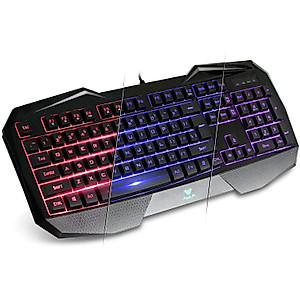 Beastron SI-859 Wired RGB Backlit Gaming Keyboard, LED 104 Keys USB Ergonomic Wrist Rest Spill-Resistant Design, Ultra-Slim Quiet Mechanical Feeling Keyboard for Windows PC Gamers, Black