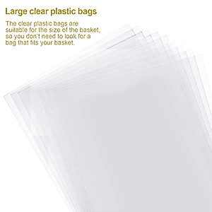 Canlierr 12 Pcs Gift Baskets Empty Includes 12 Pcs 10 x 7 x 3 Inches Kraft Market Tray Cardboard Basket with Handles, 18 Pcs Bags and 20 Pcs Multicolor Bows for Christmas Wedding Birthday Gift