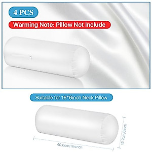 Supkiir 4 Pack Bolster Cervical Pillow Cover, Stain Cylinder Neck Pillow Covers Only, Round Cervical Neck Roll Pillow Case with Zipper for Sleeping Cylindrical Pillow Cushion(White 16 x 6 inches)