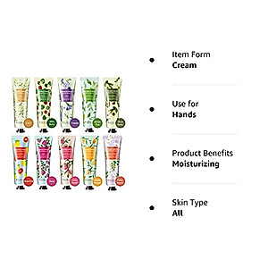 BONNIESTORE 10 Pack Fruits Fragrance Hand Cream, Moisturizing Hand Care Cream Travel Gift Set With Shea Butter Natural Aloe and Vitamin E For Men And Women-30ml