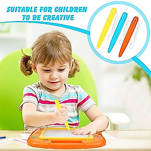 Qilery 12 Pcs Replacement Stylus Magnetic Drawing Pen Magnet Replacement Pens with Rope Educational Toys for Magnetic Drawing Board Magnapad Writing Tablet A to Z and Numbers 0-9, Blue Yellow Orange