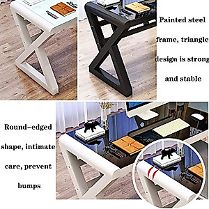 ZYCSKTL Desk Computer Table Modern Large Office Desk,Modern and Simple Desktop Computer Desk, Household Economical Writing Desk, Study Room Tempered Glass Desk (Color : Black+White, Size : 805075cm)