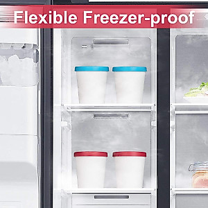 DUNCHATY Ice Cream Containers (Set of 2, 1 Quart Each) Freezer Dessert Containers Reusable Ice Cream Storage Tubs with Silicone Lids for Homemade IceCream Frozen Yogurt Sorbet Red